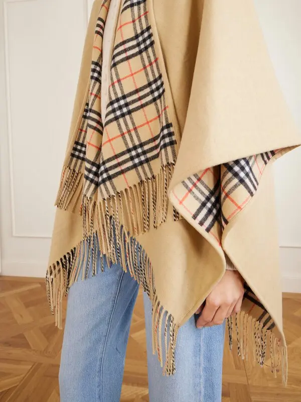 Burberry Fringed Wool Cape