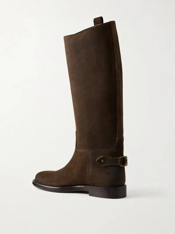Burberry Buckled Suede Knee Boots