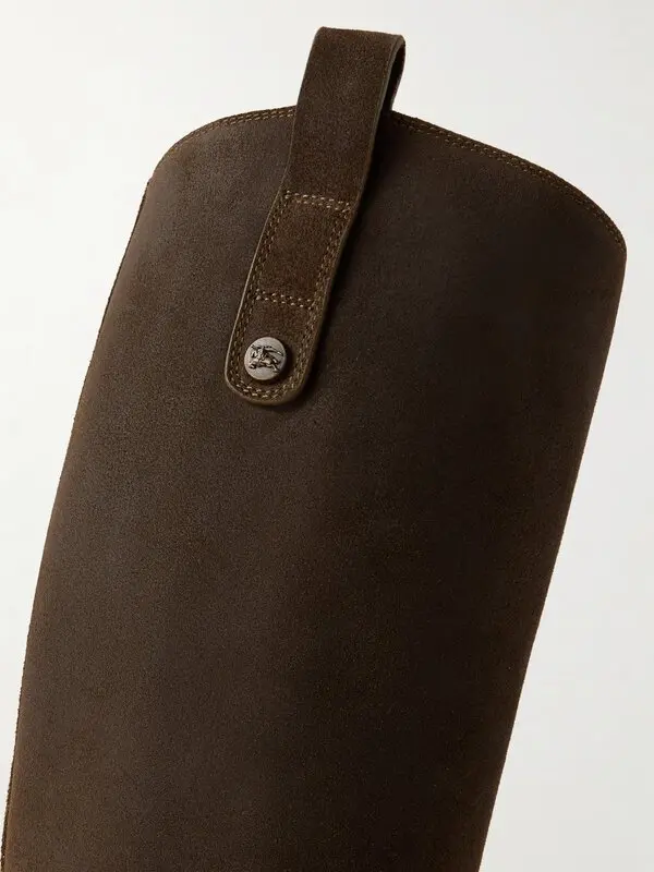 Burberry Buckled Suede Knee Boots
