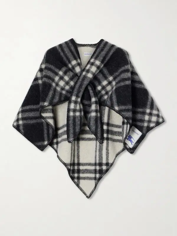Burberry Checked Wool Scarf - Black