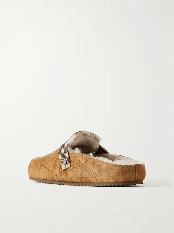 Burberry Shearling-trimmed Suede Clogs