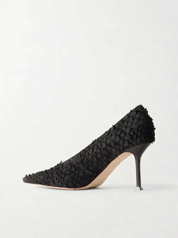 CHRISTEN Helix 75 Frayed Fish Skin Pumps