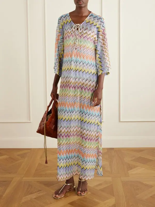 Missoni Striped Metallic Crochet-knit Maxi Cover-up