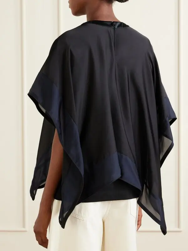 Sacai Layered Cotton-trimmed Satin Blouse