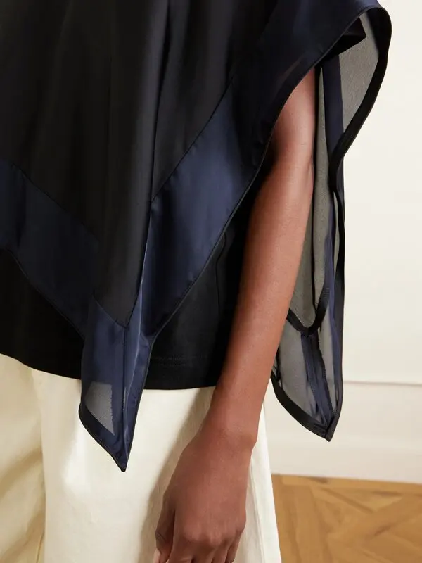 Sacai Layered Cotton-trimmed Satin Blouse