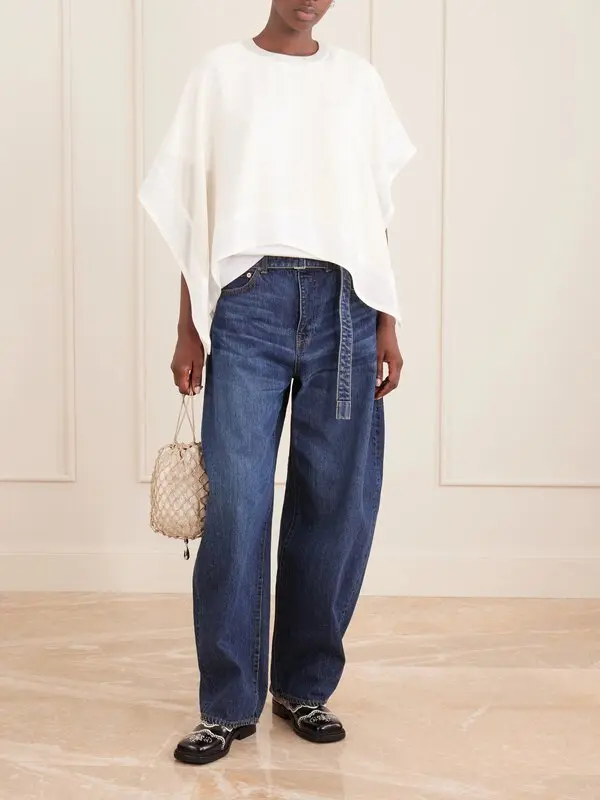 Sacai Belted High-rise Wide-leg Jeans
