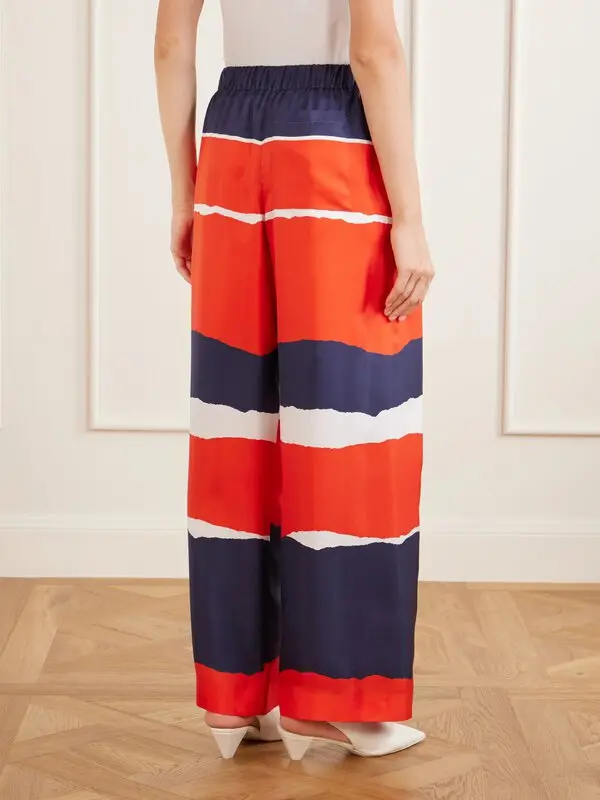 Loewe Printed Silk-twill Wide-leg Trousers