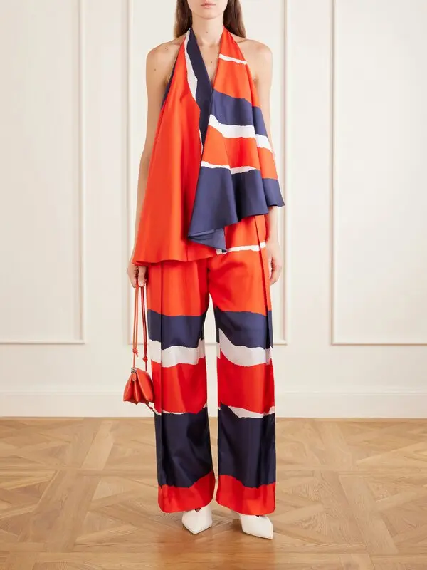 Loewe Printed Silk-twill Wide-leg Pants