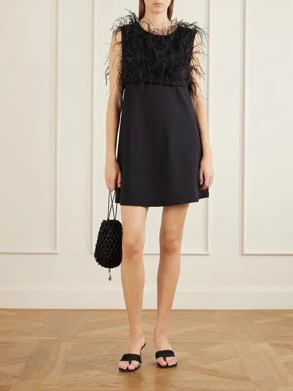 Sharon Wauchob Feather-trimmed Silk Tank