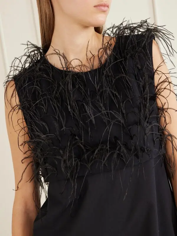Sharon Wauchob Feather-trimmed Silk Tank