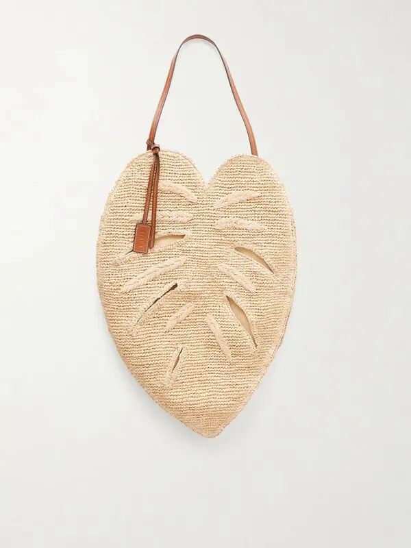 Staud Palm Leather-trimmed Raffia Tote - Neutrals