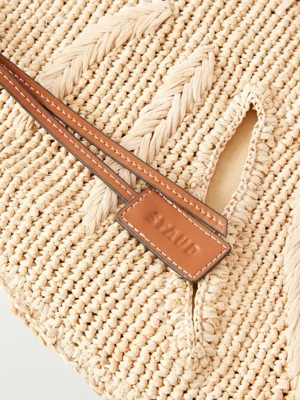 Staud Palm Leather-trimmed Raffia Tote
