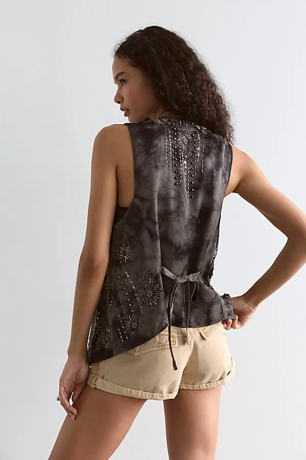 Free People Arden Embellished Vest Jacket