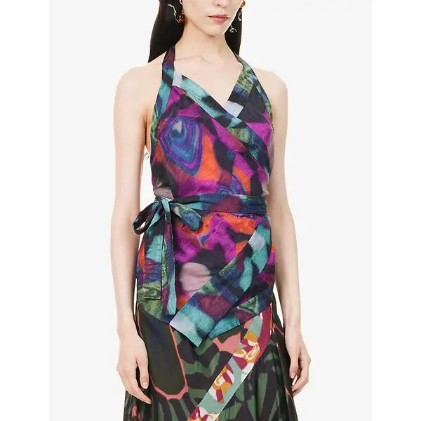 Dries Van Noten Cussia Graphic-pattern Crepe Top