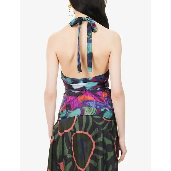 Dries Van Noten Cussia Graphic-pattern Crepe Top