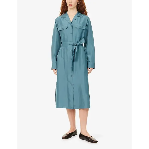 Max Mara Edile Silk Midi Shirt Dress