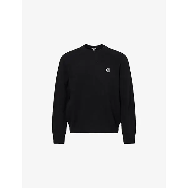Loewe Anagram-embroidery Crewneck Wool Jumper - Black