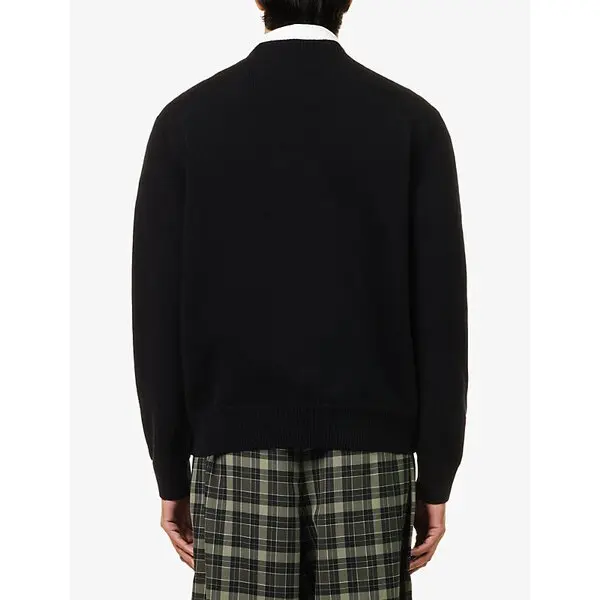 Loewe Crewneck Wool Jumper With Anagram Embroidery - Black