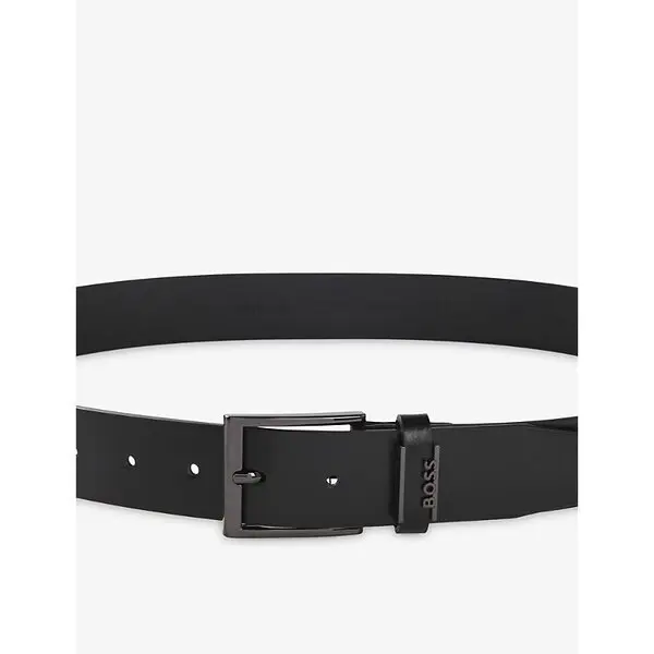 BOSS Branded-buckle Leather Belt - Black