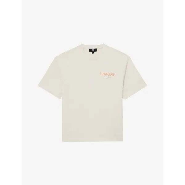REISS Calvino Graphic-print Relaxed-fit Cotton T-shirt - White