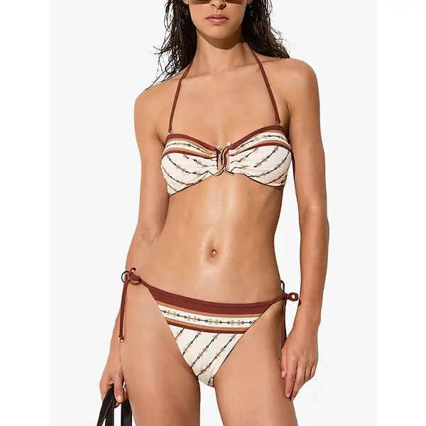 REISS Chain-print Bandeau Bikini Top