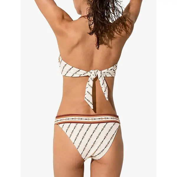 REISS Chain-print Bandeau Bikini Top
