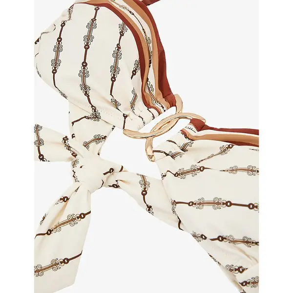 REISS Chain-print Bandeau Bikini Top
