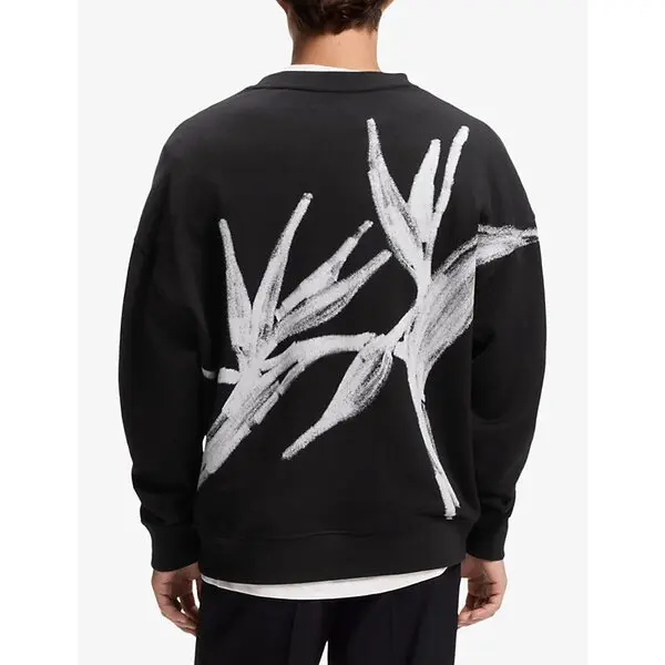 Hugo Oversized Cotton Sweatshirt With Embroidered Logo And Graphic Print