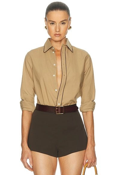 Polo Ralph Lauren Long Sleeve Piping Shirt - Cafe Tan