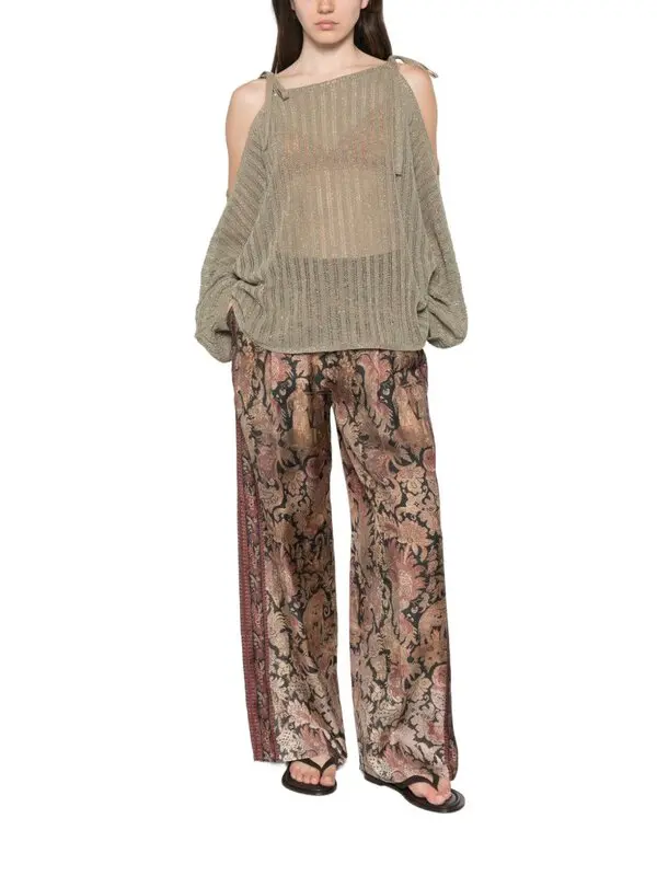 PIERRE-LOUIS MASCIA Printed Silk Trousers - Brown