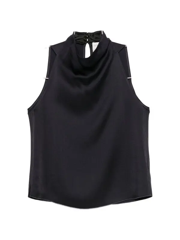 FORTE_FORTE Satin Turtle-neck Top - Blue