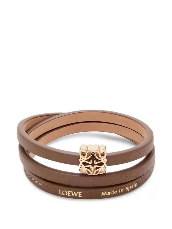 Loewe Anagram Bombé Leather Bracelet - Brown