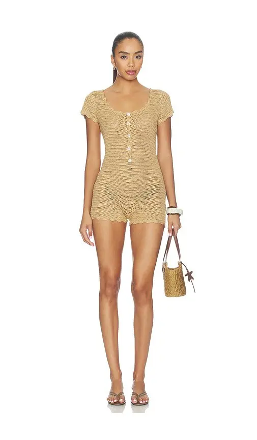 MORE TO COME Michelle Crochet Romper In . Also - Brown