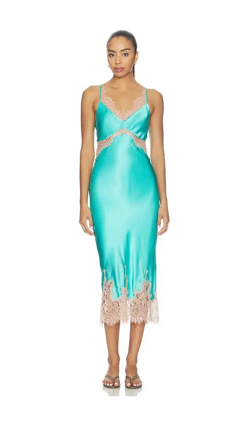 L'Agence Scotly Lace Trim Midi Dress In . Also - Teal