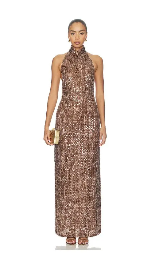 SAU LEE Gracie Sequin Dress In . Also - Brown