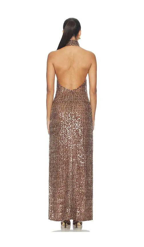 SAU LEE Gracie Sequin Halterneck Gown