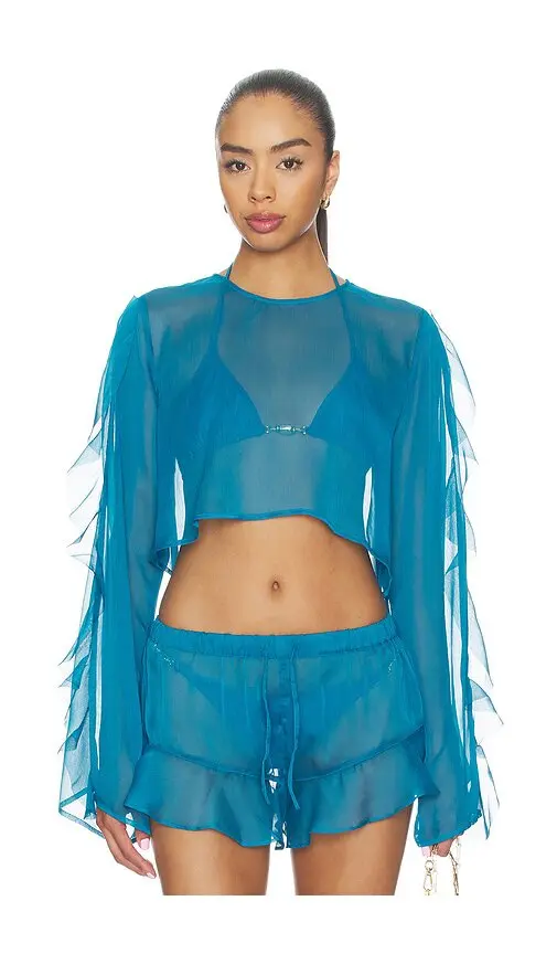 SHANI SHEMER Thoma Cropped Shirt In . Also - Blue