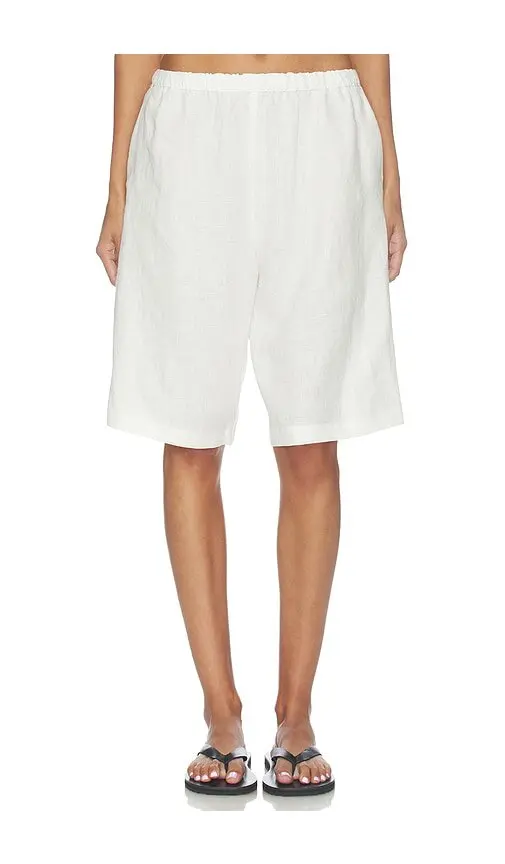 Enza Costa Linen Bermuda Short In . Also