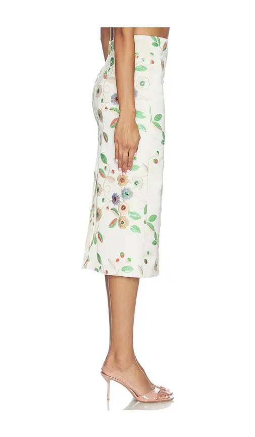 Alexis Embellished Crepe Midi Skirt