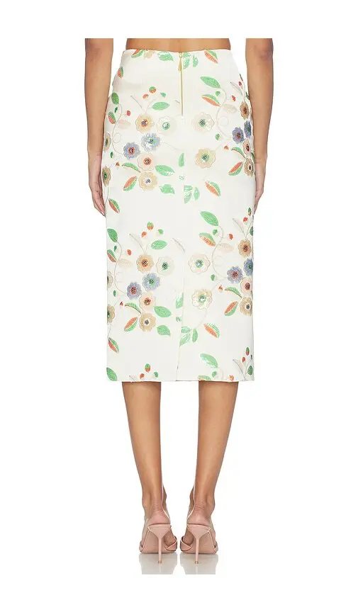 Alexis Embellished Crepe Midi Skirt
