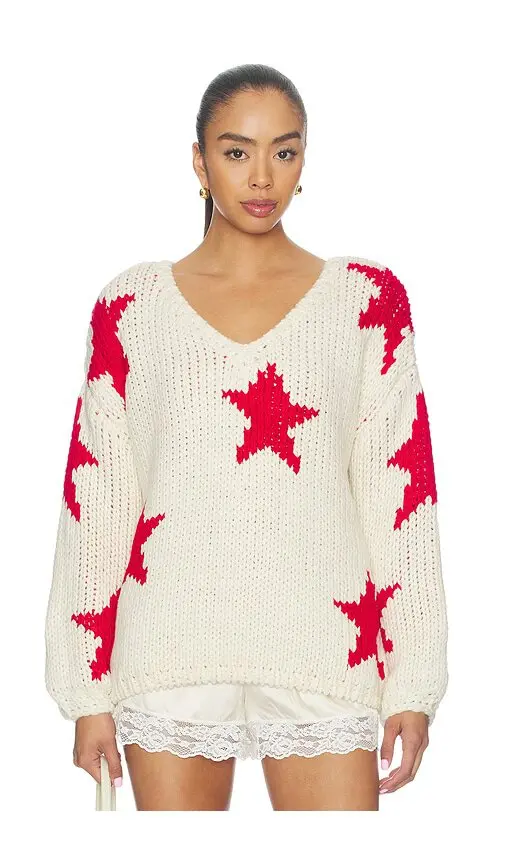 MORE TO COME Amyra V Neck Sweater In . Also - Ivory