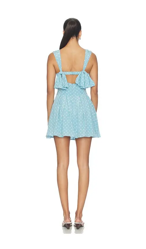 For Love & Lemons August Mini Dress Polka Dot - Blue
