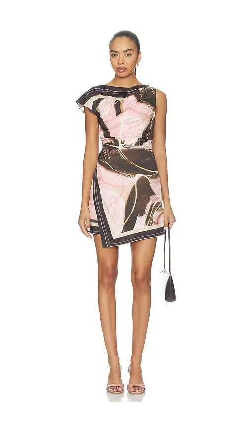 AMUR Jovie Asymmetrical Mini Dress In . Also - Brown