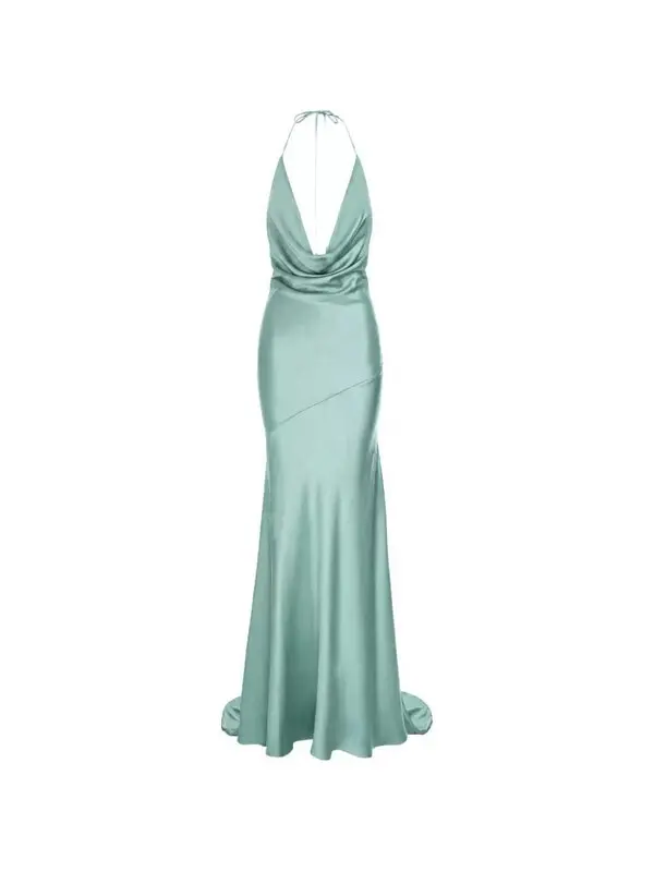 ROSERRY Ibiza Cowl-neck Halterneck Maxi Dress - Green