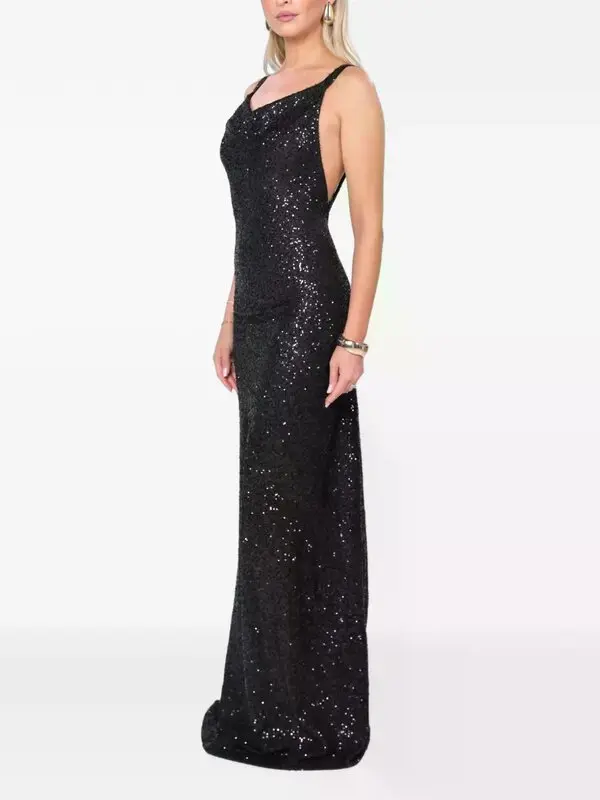 ROSERRY Margot Sequin-embellished Open-back Maxi Dress
