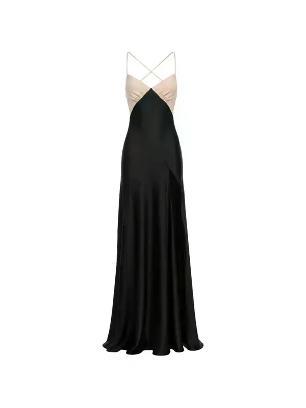 ROSERRY Seville Two-tone Backless Maxi Dress - Black