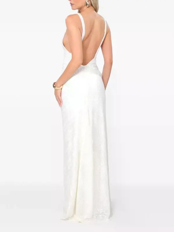 ROSERRY Margot Sequin-embellished Cowl-neck Maxi Dress - White