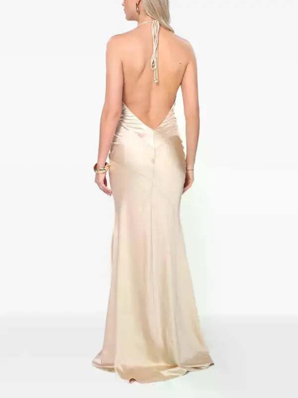 ROSERRY Ibiza Cowl-neck Halterneck Maxi Dress - Neutrals