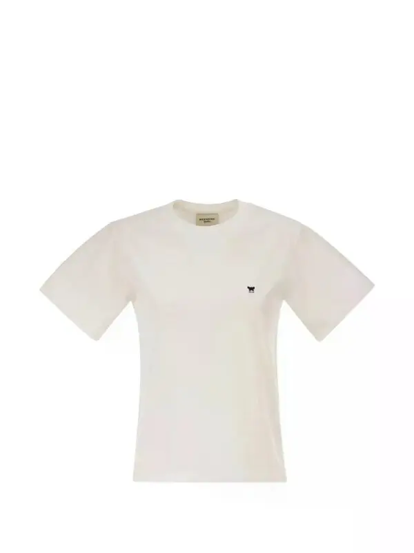 Max Mara Embroidered-logo Jersey T-shirt - Neutrals