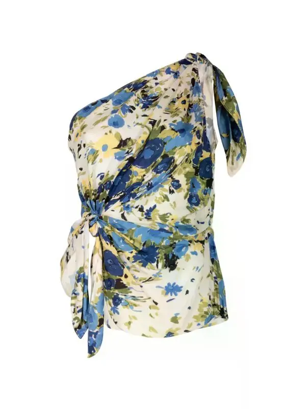 A.L.C. Elliana Floral-print One-shoulder Blouse - Neutrals